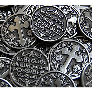 Set of 25 With God All Things Are Possible Pocket Token Coins