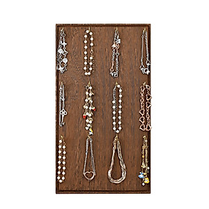 Ikee Design Wooden Jewelry Display Stand with 12 hooks, Earring Display with Hooks, Bracelet, Earring, Keychain Stand for Selling,7.8W x 7.8D x 15.9H in, Brown Color