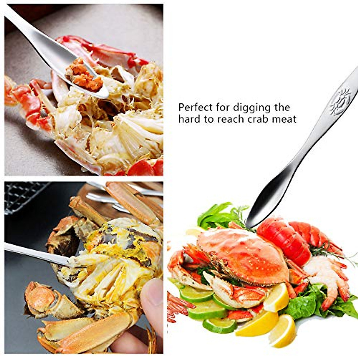 Crab Leg Crackers and Tools - 7 Piece Seafood Tools Upgrade Stainless Steel Lobster Crackers and Picks Set