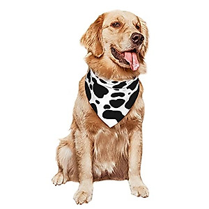 Black and White Cow Print Dog Bandana - 1pack Washable Dog Scarf Triangle Bibs Cute Pet Bandana for Medium Large Dogs Puppy and Cats
