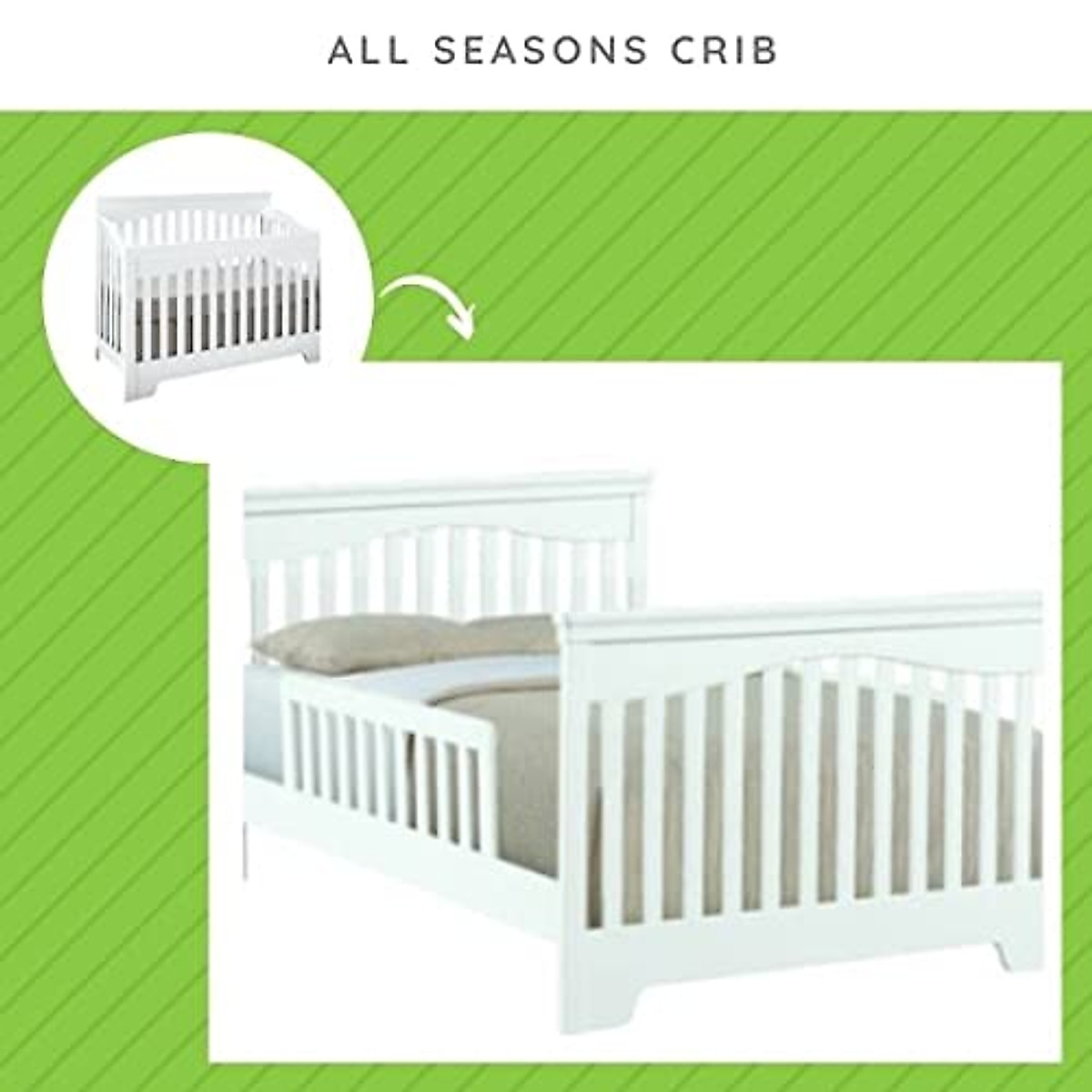 CC KITS Full-Size Conversion Kit Bed Rails for Young America Cribs (White)