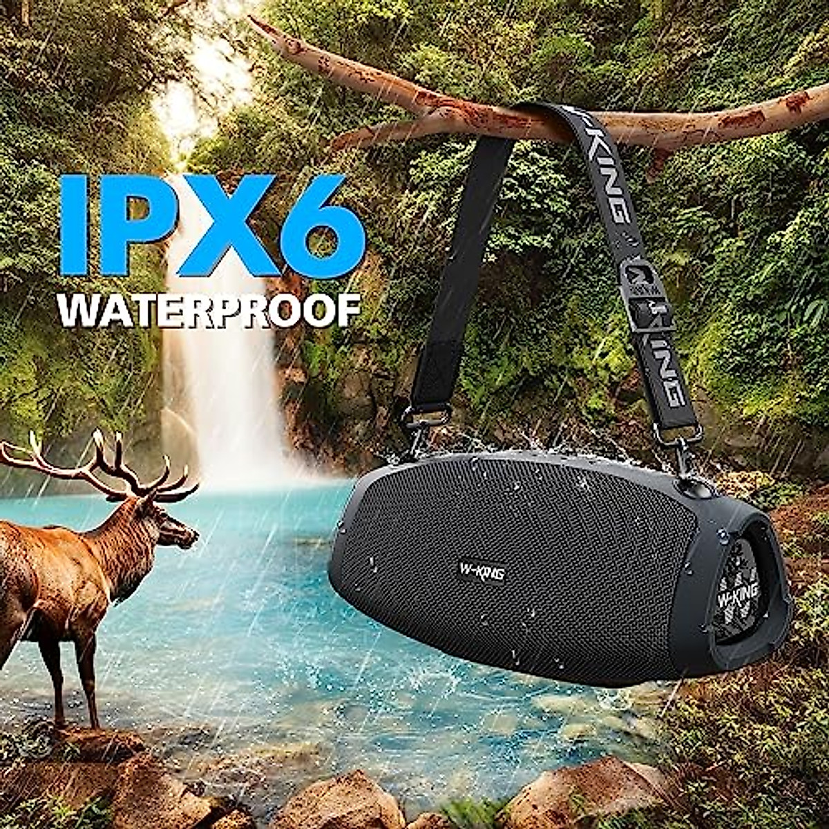 W-KING Portable Loud Bluetooth Speakers with Wireless Microphone, (120W PEAK)70W Outdoor Speaker Bluetooth Wireless Waterproof, Triple Passive Radiators-Deep Bass/Hi-fi/DSP/Power Bank/TF/AUX/EQ/Opener