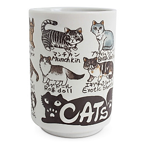 Mino ware Japanese Ceramics Sushi Yunomi Chawan Tea Cup Various Cats made in Japan (Japan Import) YAY050