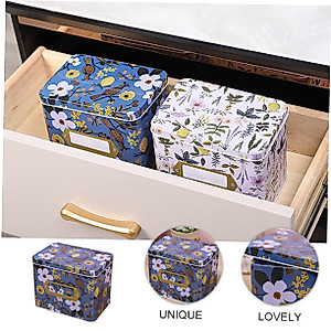 BESPORTBLE 3 Pcs Label Finishing Box Storage Bin with Lid Storage Bins with Lid Candy Tins Empty Tea Tin Canister Labels for Jars Storage Container for Sundries Tinplate Organizer