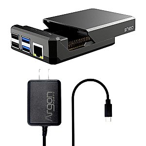 Argon NEO Case with USB Type-C Power Supply for Raspberry Pi 4 | Supports Cooling Fan, Camera, and LCD Display | GPIO and PoE Pins are Accessible