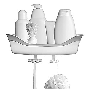 SlipX Solutions Corner Shower Basket Caddy, Storage Organizer, Adjustable Power Lock Suction Cups, 2 Hooks, Holds up to 22 Pounds (White)