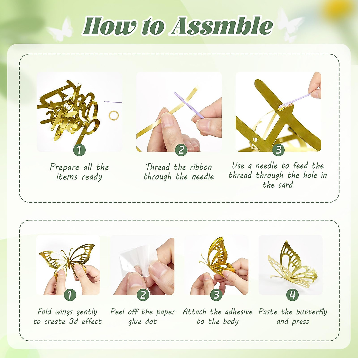 Sage Green Birthday Party Decorations with Happy Birthday Banner Green Fringe Curtain Butterfly Decorations Foil Balloons Happy Birthday Decorations for Women Adults