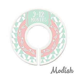 Modish Labels Baby Clothes Size Dividers, Baby Closet Organizers, Closet Size Dividers, Baby Closet Organizers, Clothes Organizer, Girl, Woodland, Arrows, Nordic, Boho, Pink, Mint (Baby)