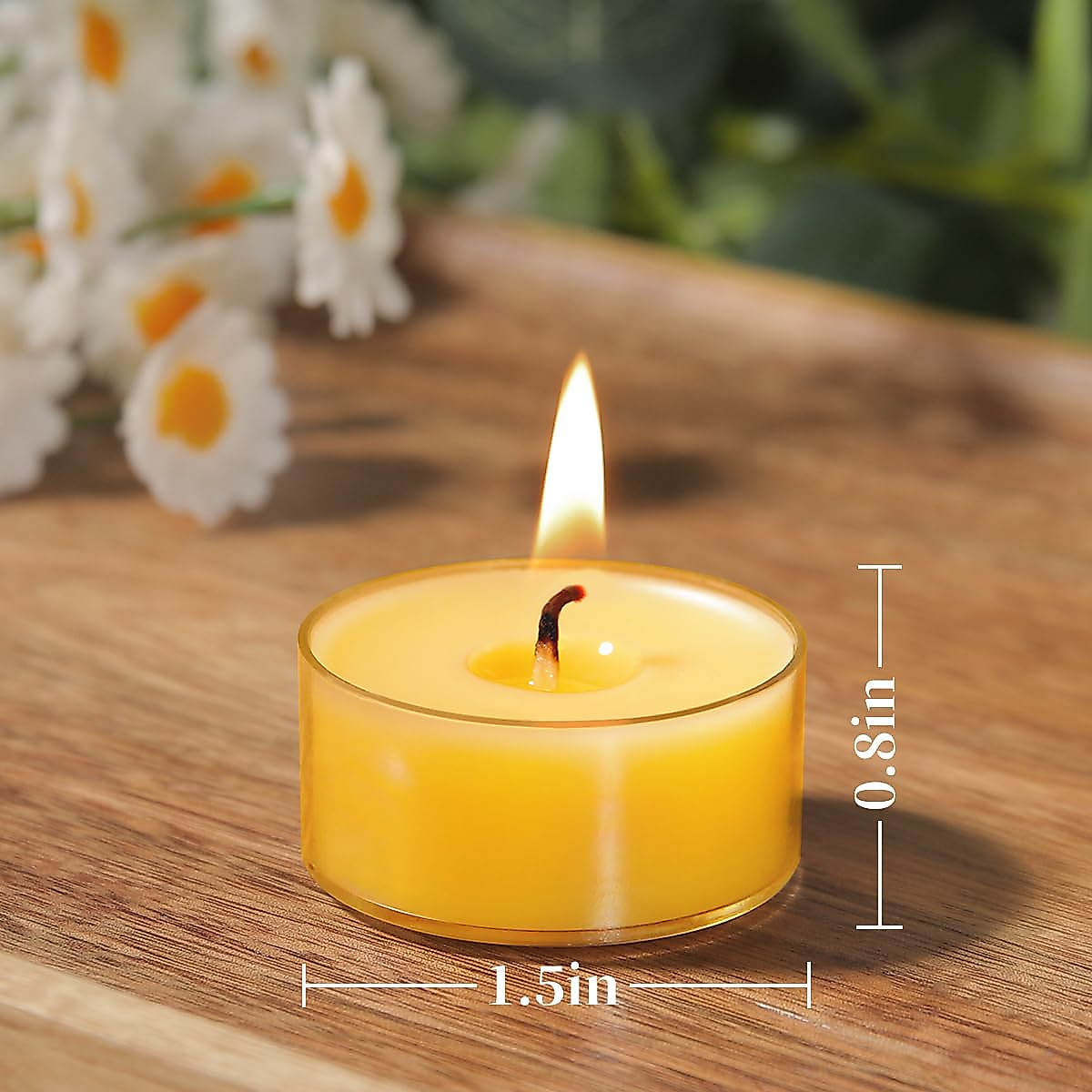 36pcs Beeswax Tealight Candles- 4 Hour Burn Time Natural Beeswax Candles Pure Handmade Bee Wax Candles Clean Burning for Dinner Table, Wedding, Spa Relaxation
