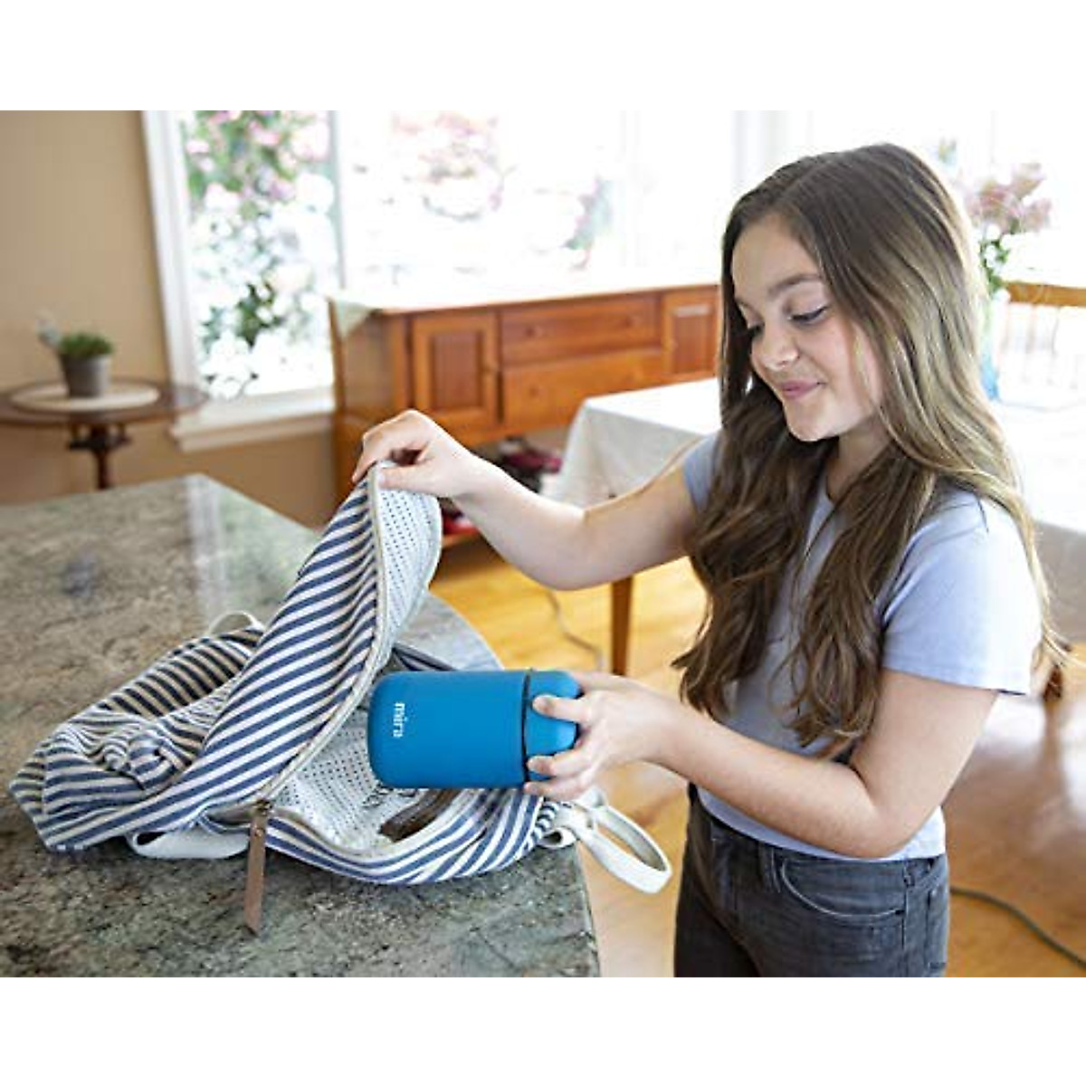 MIRA Kids Lunch Bundle with 7oz Insulated Bullet Flask (Pearl Blue) and 13.5oz Insulated Food Jar (Lilac)