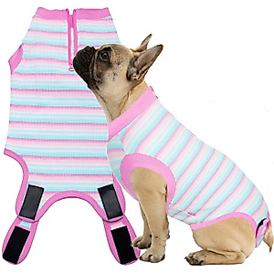 Wabdhally Dog Surgery Recovery Suit,Surgical Recovery Female Spay Suit for Large Dogs Cats,Surgery Recovery Multi Pink Onesie L