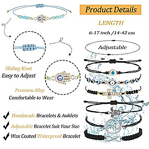 YEEZII 20 Pieces String Bracelets for Women Teen Girls, Boho Waterproof Adjustable Evil Eye Bracelets Pack, Cute Mexican Handmade Friendship Bracelets Preppy Jewelry