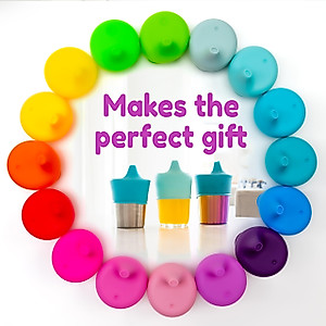 Healthy Sprouts Silicone Sippy Cup Lids - Spill Proof, Fits Any Cup, BPA-Free, Durable & Soft for Babies & Toddlers, Quick to Attach - 5 Pack Silicone Lids for Cups (Purple, Pink, Green, Orange, Teal)