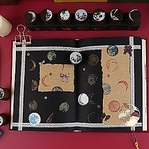 Dizdkizd 7 Pieces Phases of The Moon Wooden Rubber Stamps, Decorative Mounted Rubber Stamp Set for DIY Craft, Letters Diary and Scrapbooking