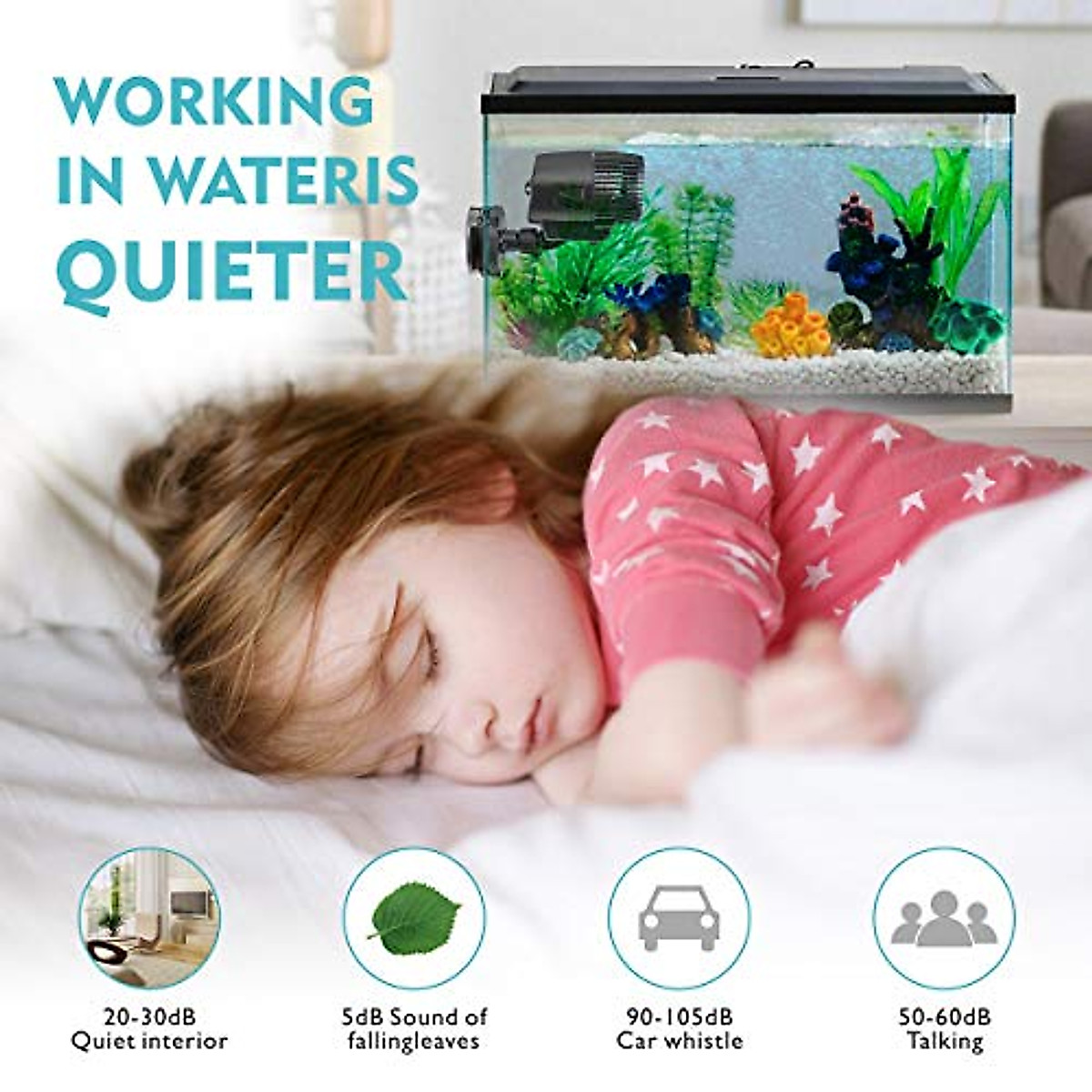 AQQA Aquarium Wavemaker Circulation Pump,360°Adjustable Ultra-silence Magnetic Mount Suction Submersible Powerhead Pump,530GPH Flow For Freshwater or Saltwater Fish Tank (3W 530GPH)