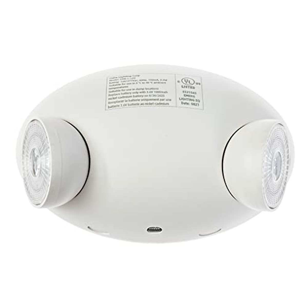 Ciata Lighting Round Head Emergency Wall Light with Battery Back-up, 120-277V, Two Head Adjustable Emergency Lighting Commercial, for Home in White Finish
