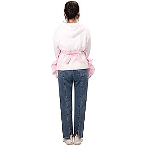 DONGYICS Waist Apron Cute Retro Vintage Half Apron Costumes Cooking Kitchen Ruffle Maid Apron with Pockets for Women (Pink)