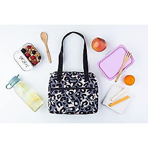 PackIt Freezable Hampton Lunch Bag, Wild Leopard Gray, Built with EcoFreeze Technology, Collapsible, Reusable, Zip Closure with Front Pocket and Shoulder Straps, Perfect for Tweens and Adults