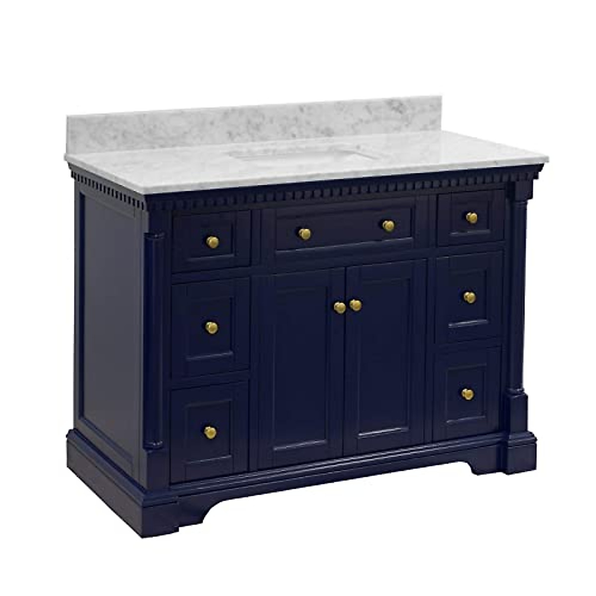 Sydney 48-inch Bathroom Vanity (Carrara/Royal Blue): Includes Royal Blue Cabinet with Authentic Italian Carrara Marble Countertop and White Ceramic Sink