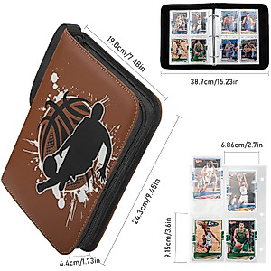 Yinke Basketball Baseball Football Card Binder Sleeves for Trading Cards,Holds Up to 400 Cards with 50 Premium 4-Pocket Page, Hard Organizer Carry Cover Collectors Storage Bag(Dark brown)