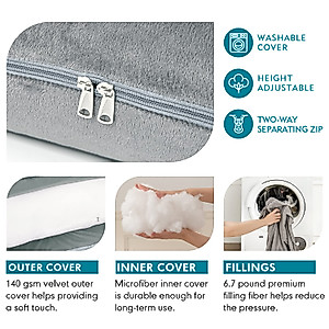 JOHNPEY Pregnancy Pillows for Sleeping, U Shaped Full Body Pillow - Pregnancy Must Haves Maternity Pillow with Removable Velvet Cover, 55inch, Gray