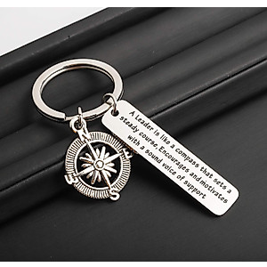 FOTAP Boss Gift A Leader Is Like A Compass That Sets A Steady Course,Encourages And Motivates With A Sound Voice Of Support Keychain Appreciation Gift for Supervisor, Mentor (Leader Keychain)