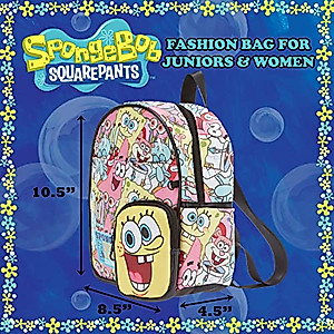 AI ACCESSORY INNOVATIONS Nickelodeon’s SpongeBob Square Pants All Over Print Faux Leather 10.5" White Women’s Mini Backpack Purse 2-Piece Set