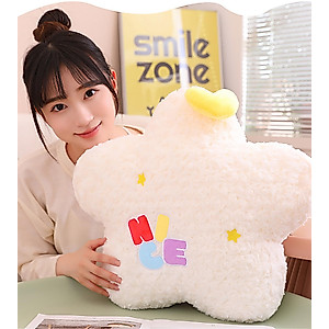 ANYEI Star Moon Cloud Pillow - Comfortable Fabric, Delicate Skin-Friendly, Fluffy and Soft (35cm(13.7in), B-White-Moon)