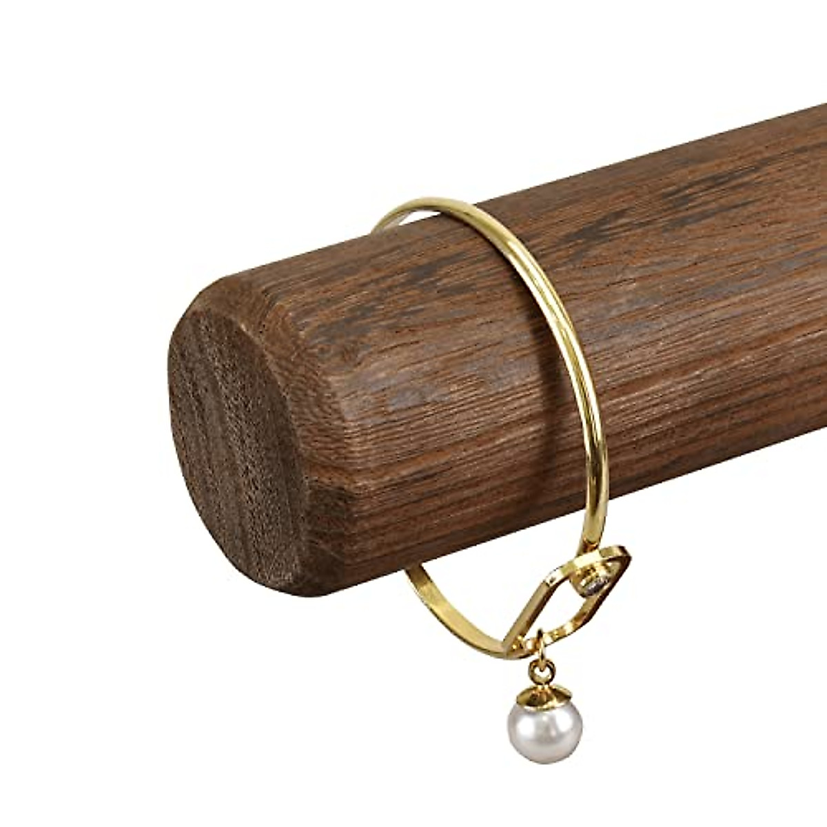 Ikee Design Antique Wooden Display Jewelry Accessory Stand, Bracelet Scrunchie Holder Display for Store, Showcase and Home, Brown Color, 7.9" W x 2.9" D x 5.5" H