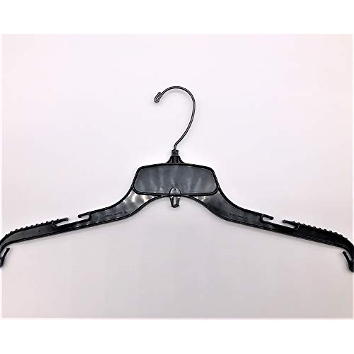 NAHANCO 28800BH Black Plastic Top Hanger, Heavy Weight, Black Hook, 17" (Bulk Pack of 100)