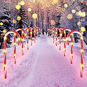 Christmas Candy Cane Lights,Christmas Decoration， Waterproof Solar Powered Garden Light， 5Pcs Lamp Christmas Lawn Candy Cane String Lights， Home for Outdoor Garden Decor