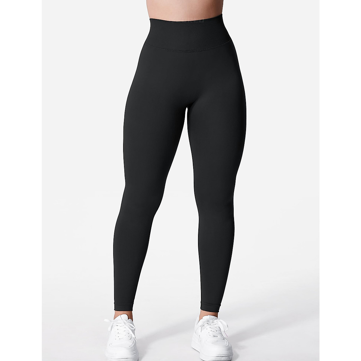 YEOREO Liz Scrunch Workout Leggings for Women High Waisted Butt Lifting V Back Waist Seamless Gym Yoga Leggings Black M