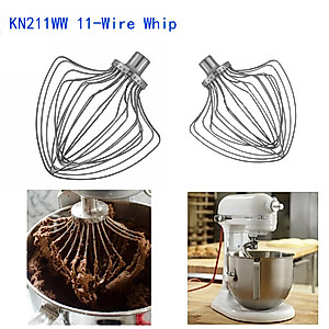 KN211WW 11-Wire Whip Stand Mixer Attachment Compatible with all KitchenAid Bowl-Lift 5 Quart, 6 Quart .usd with model:KD26,KH25,KT26,KV25,KJ26,KB26,KB25,KP26 (KN211WW/6 Quart)