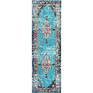 nuLOOM Veronica Vintage Distressed Runner Rug, 2' 6" x 10', Aqua