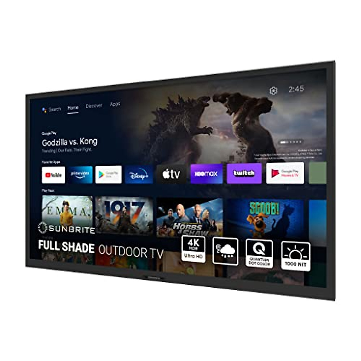SunBrite Veranda 3 Series 55-inch Full Shade Smart Outdoor TV (2022) | 4K Ultra HD HDR QLED Weatherproof Television - 1,000 nit Ultra Bright Screen with All-Weather Voice Remote (SB-V3-55-4KHDR-BL)