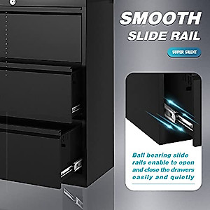 GangMei 3 Drawer Lateral File Cabinet, Metal Lateral File Cabinets with Lock, Legal Size Steel Lateral Filing Cabinet for Office and Home