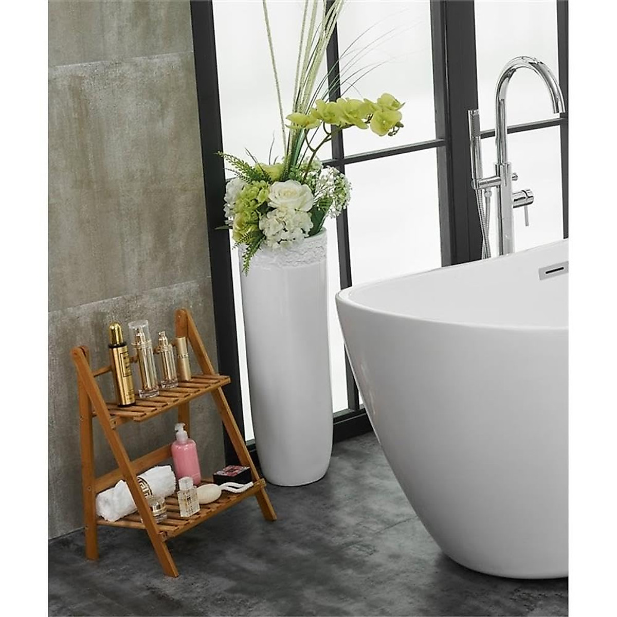Elegant Decor Indoor Modern 72 inch soaking double slipper bathtub in glossy white