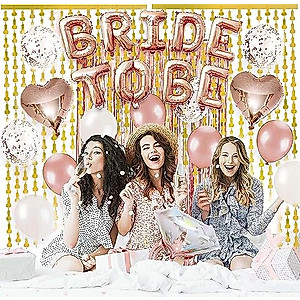 Bachelorette Party Decorations 2 Pack Gold Fringe Curtains Bridal Shower Decorations Wedding Decor Party Rose Gold Backgrounds (2 Pack 3.2 x 6.6 ft) (Gold)