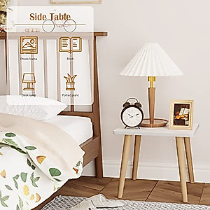 Fixwal Side Tables, Small Table, White, End Table, Measuring 15.75" L x 11.8" W x 16.5" H, Simple Coffee Table, Accent Table, No-Tool Assembly