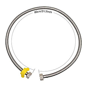 MACGOAL Stainless Steel Automatic Waterer Bowl with Float Valve, Drain Plug and Braided Hose, Water Trough for Livestock Dog Goat Pig Waterer