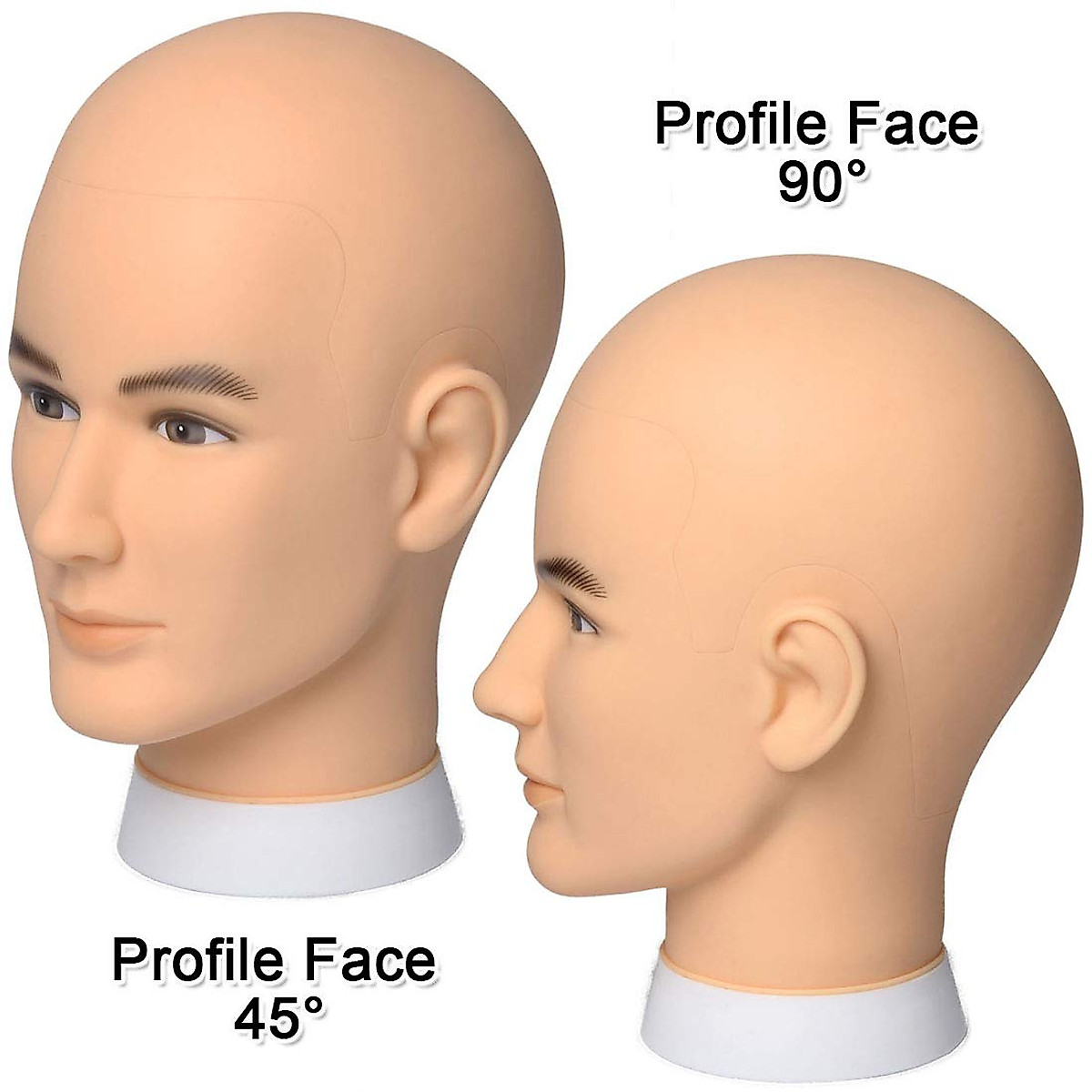 Newshair Bald Mannequin Head Male Wig Head Professional Cosmetology for Wig Making and Display Hat Helmet Glasses or Masks Display Head Model with Free Clamp Stand