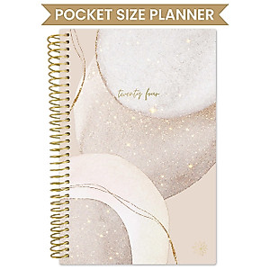 bloom daily planners 2024 Pocket Planner - 4” x 6” - (January 2024 - December 2024) - MINI Weekly/Monthly Agenda Organizer & Calendar Book - Brushed Beige