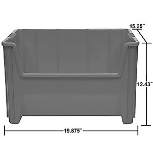 Akro-Mils 13017 Storage Container Bin, (15-Inch x 20-Inch x 12-1/2-Inch), Gray, (3-Pack) & 30235 AkroBins Plastic Storage Bin Hanging Stacking Containers, (11-Inch x 11-Inch x 5-Inch), Blue, (6-Pack)