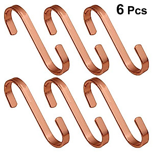 TOPBATHY 6pcs S Shaped Hook Heavy Duty S Hooks Rack Hangers Hanging Hangers Hooks for Bedroom, Supermarket,Bathroom, Kitchen and Office: Pan, Pot, Coat, Bag,Towels, Plants(10cm Rose Gold)