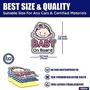GEEKBEAR Baby on Board Sticker for Cars (02. Basic Girl) – Cartoon Style Design as a Car Accessory - Reflective, Weather-Resistant and Eye-Catching - Gift for New Parents