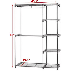 Simple Houseware Freestanding Clothes Garment Organizer Closet, Silver