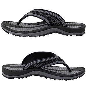 Gold Pigeon Shoes GP Signature Sports Flip-Flops: 8508 Black Grey, Women Size 7-7.5 & Men Size 6.5-7 (8508-blk-38)
