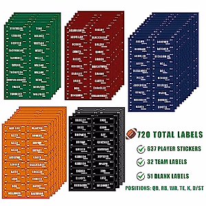 FEEYE Fantasy Football Draft Board 2023-2024 Kit – 6'x4' Draft Board, Set with 637 Player Labels – Premium Color Edition