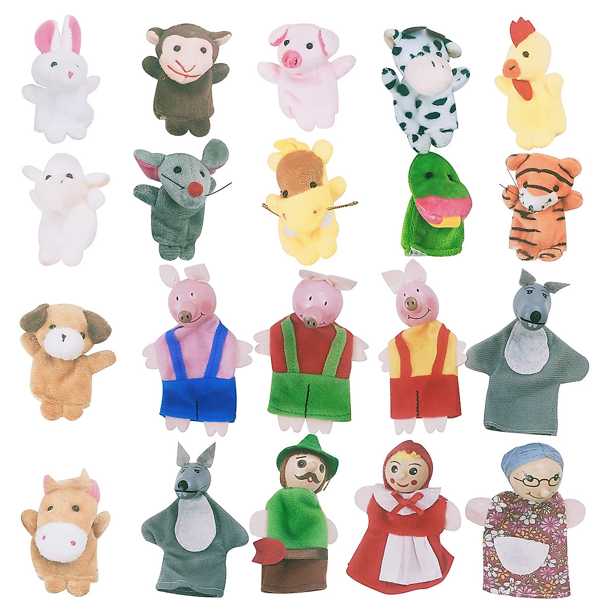 20PCS Finger Puppets - Finger Puppets for Toddlers 1-3 with Storytelling and Playtime Fairy Tales with Mini Stuffed Animals Plush Cartoon Puppet Theater Puppets for Kids, 3 inches