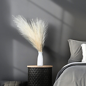 EVODIS Faux Pampas Grass, 18"/45cm Artificial Pampas Grass Fluffy 6 Stem pompous Grass Flower Arrangement for Boho Home Wedding Decoration (Pink)